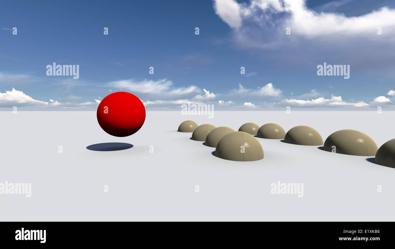 Abstract illustration of red ball " leader " made in 3d software Stock ...