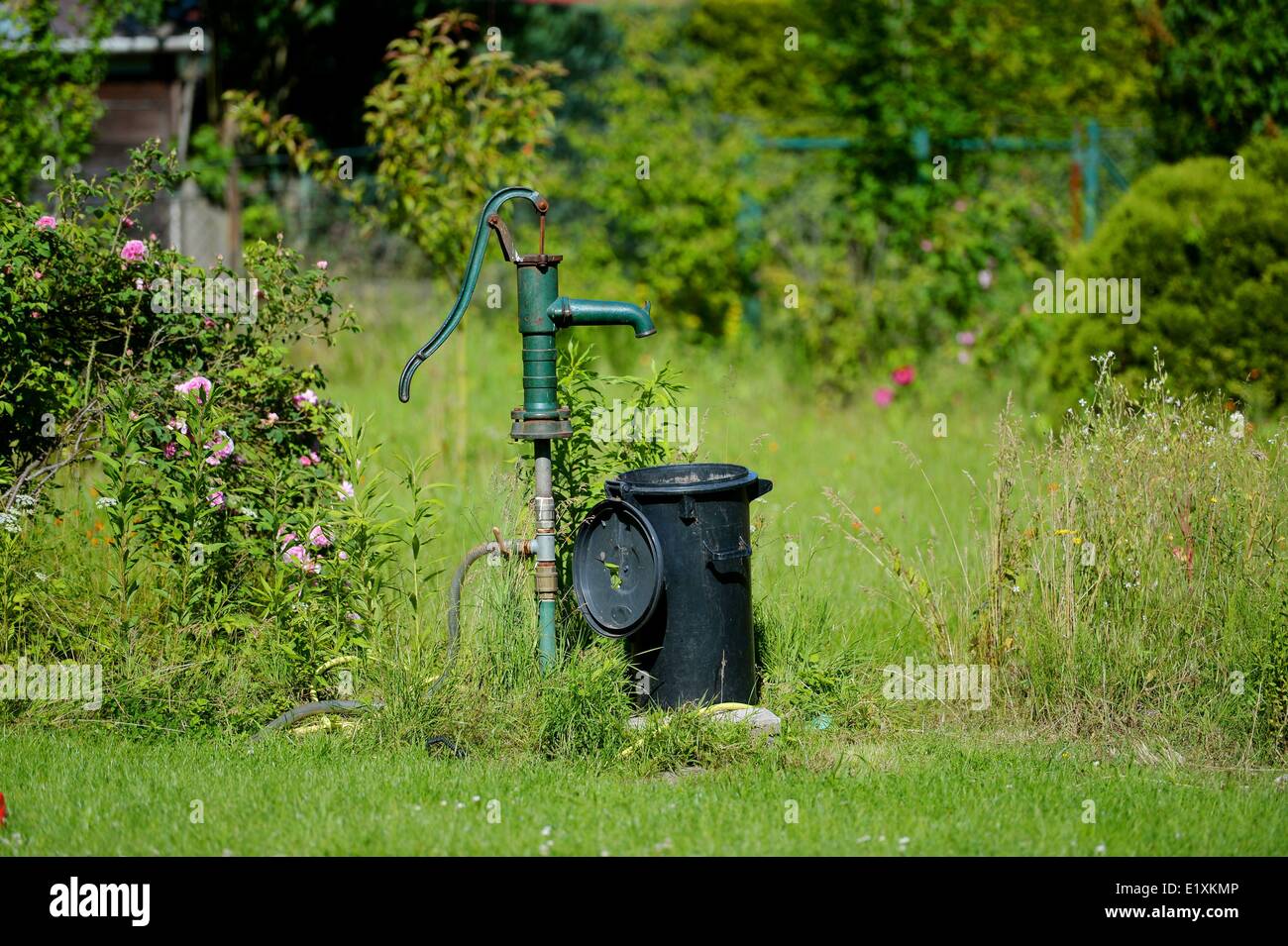A water pump in a garden in germany, 06. June 2014. Photo: Frank May ...