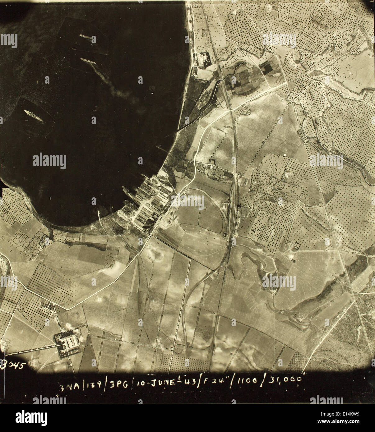 Aerial reconnaissance photograph of Taranto, Italy, taken during World ...