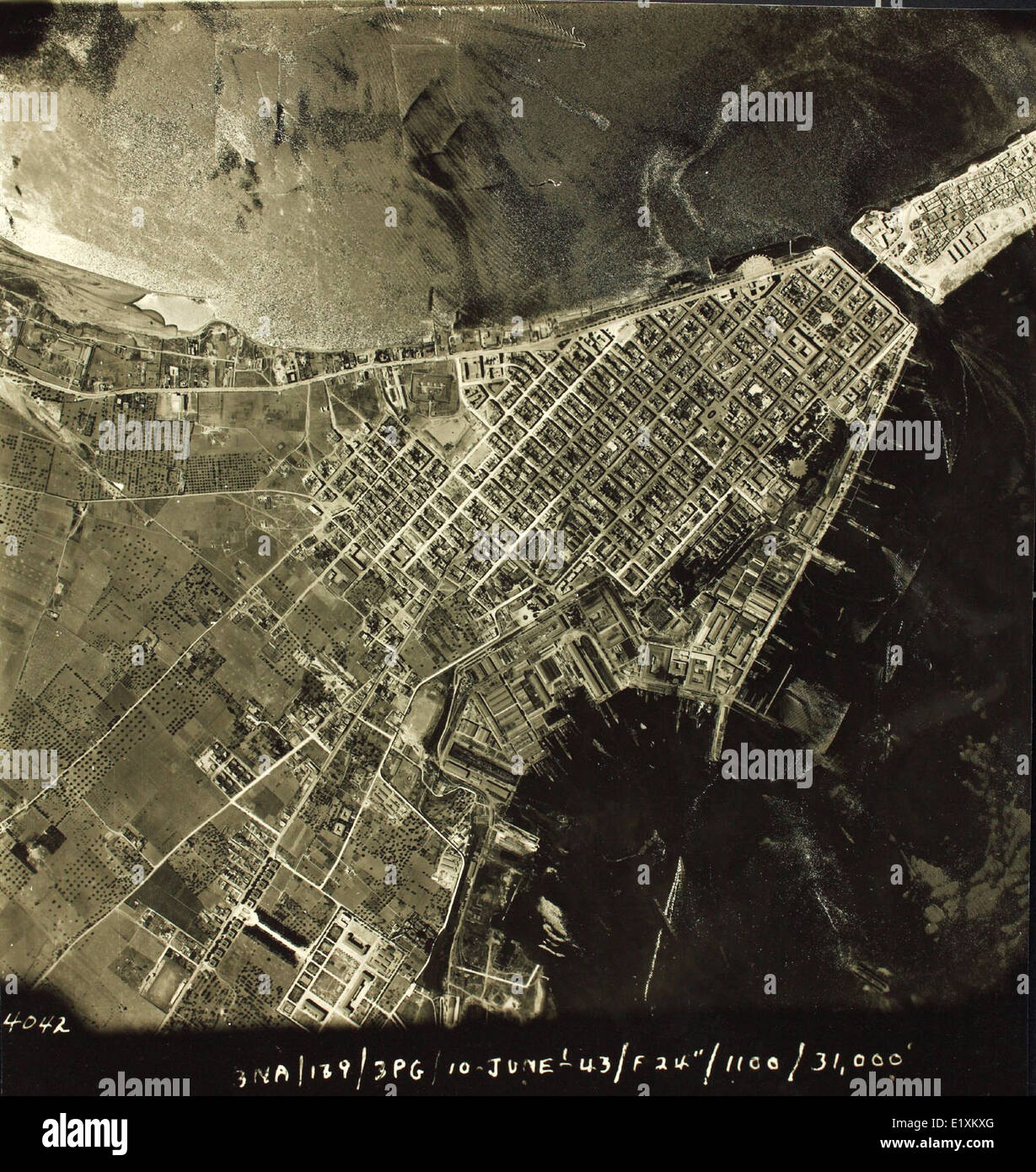 This aerial reconnaissance photo taken during World War II provides a ...