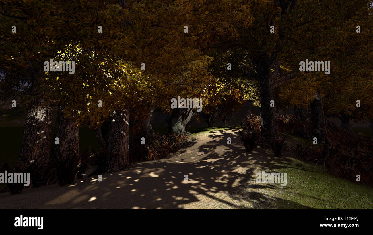 small forest path made in 3d software Stock Photo - Alamy