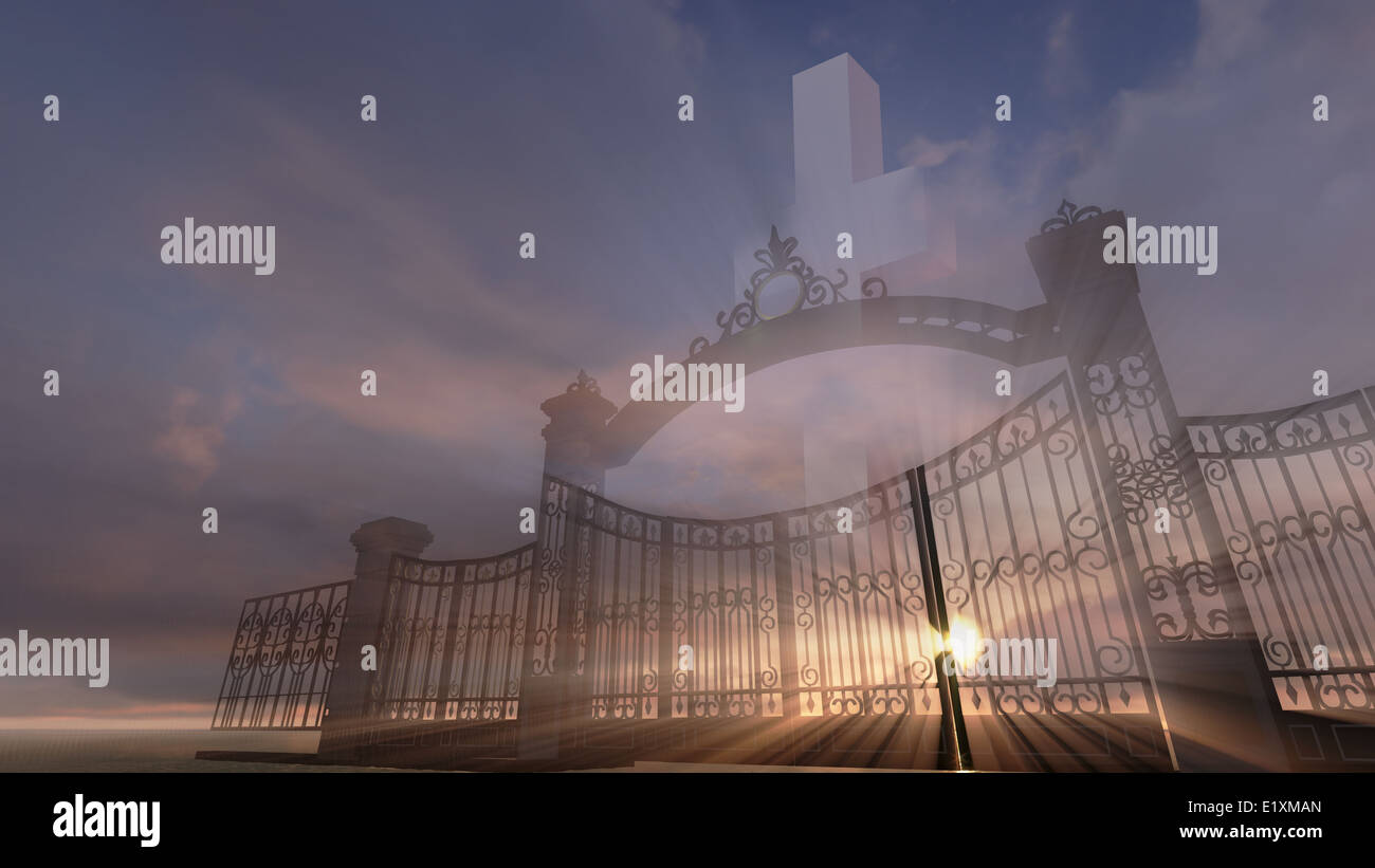 Gate to heaven made in 3d software Stock Photo - Alamy