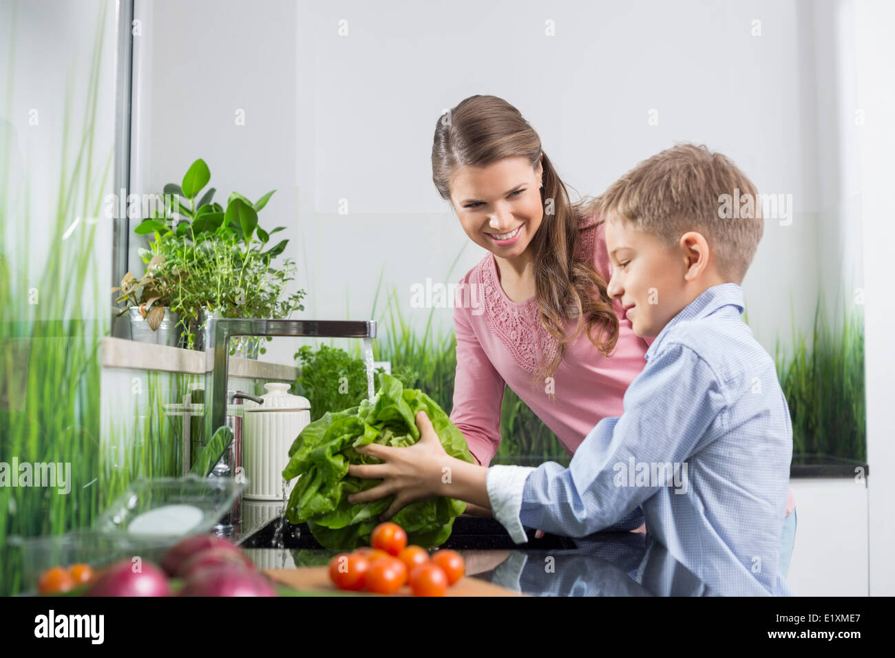 Mother washing adult son hi-res stock photography and images - Alamy