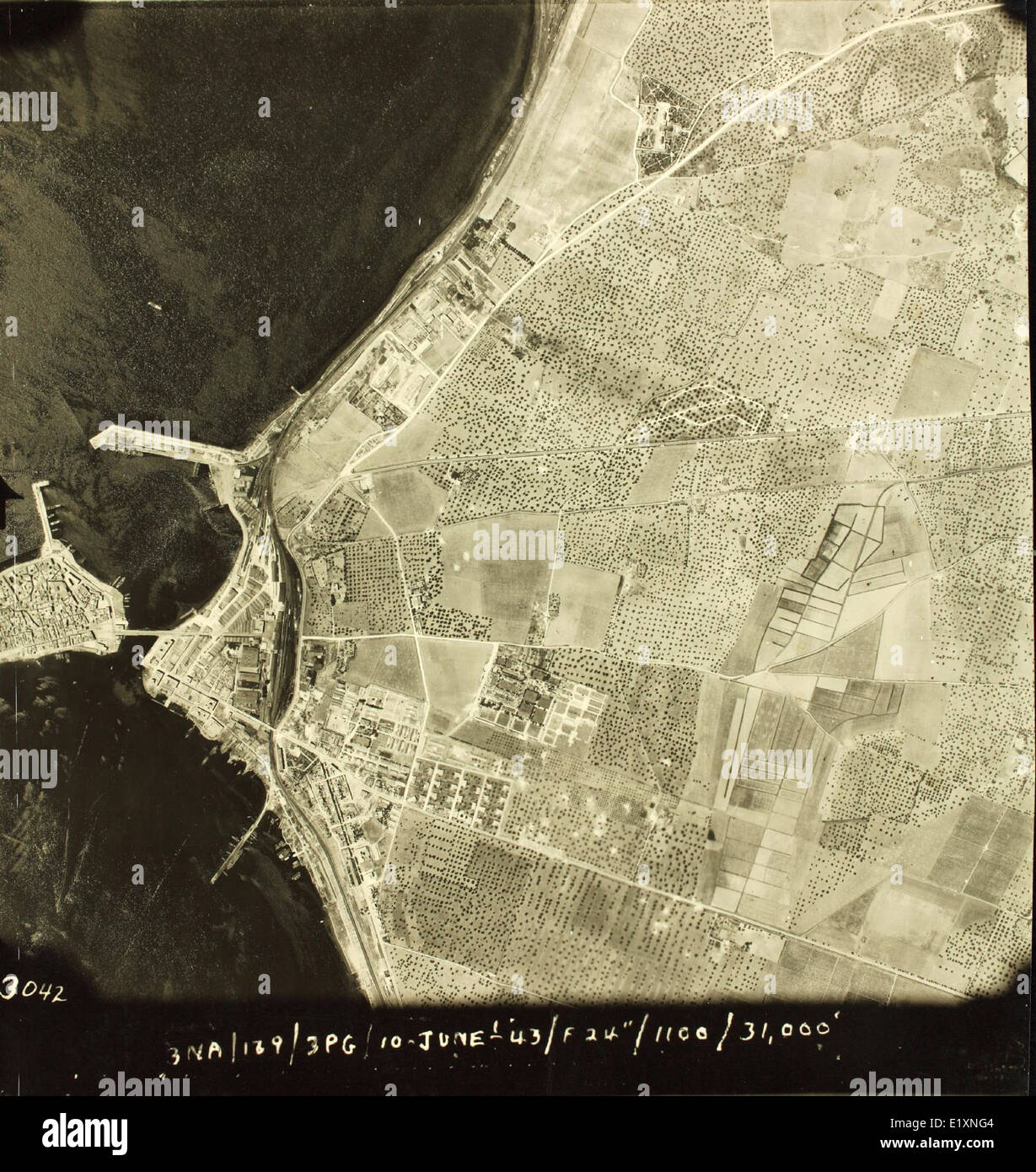 This aerial reconnaissance photo of Taranto, Italy, taken during World ...