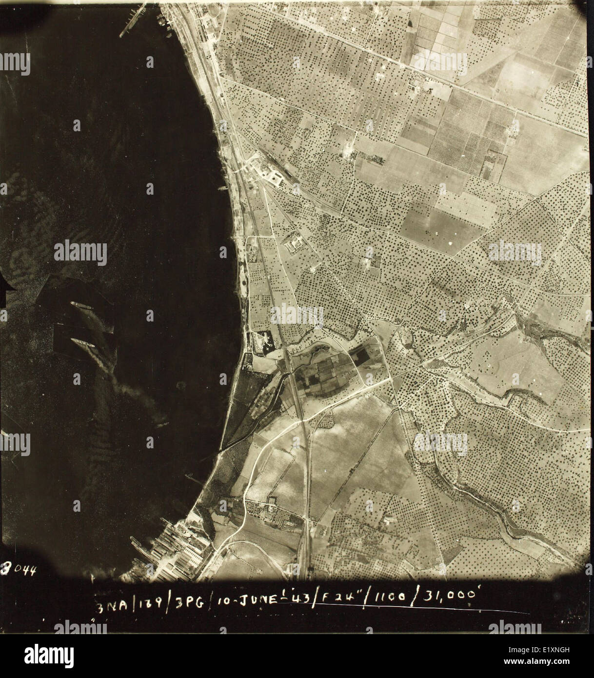 This aerial reconnaissance photo from 1941-1945 captures Taranto, Italy ...