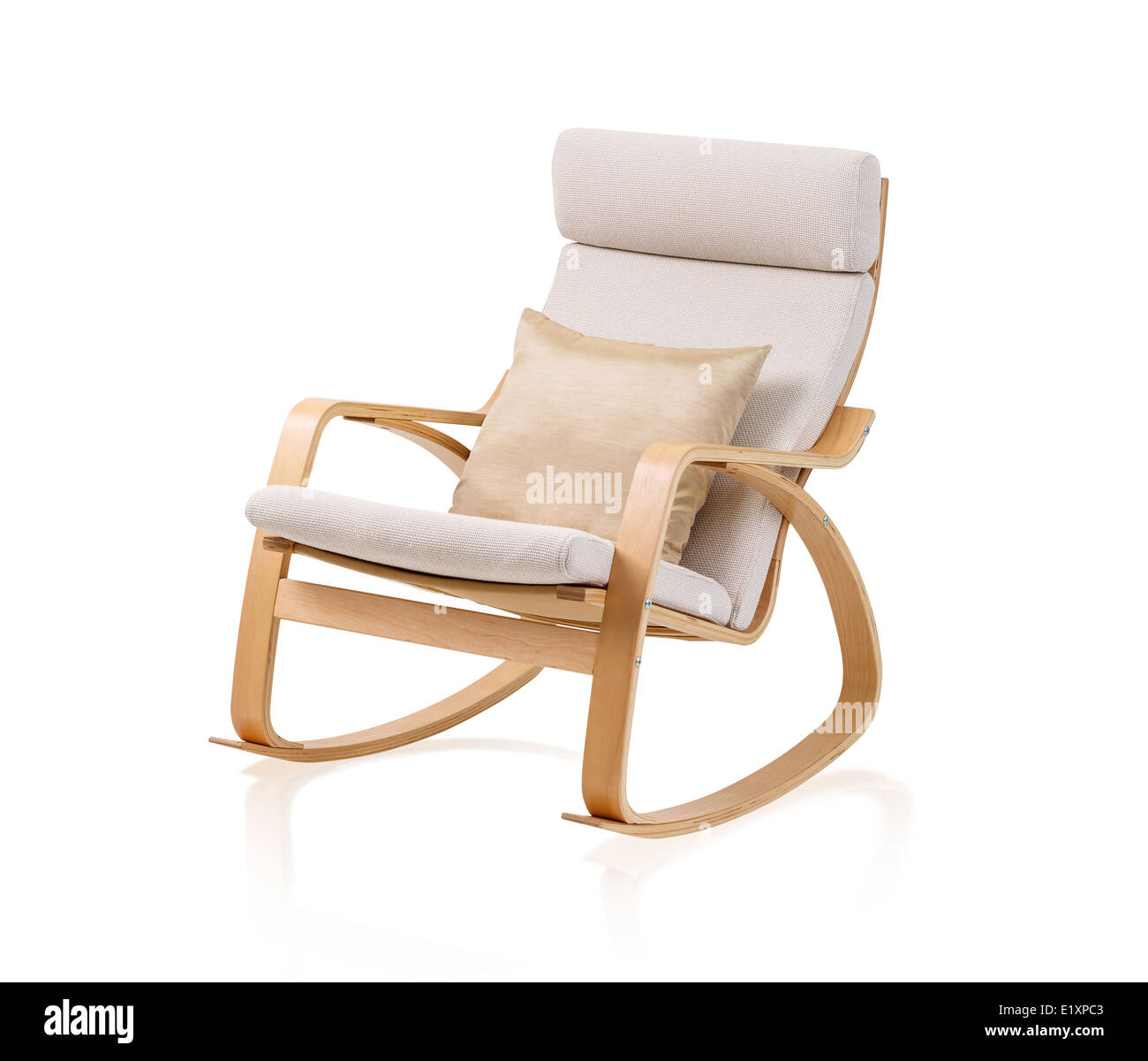 modern rocking chair and cushion isolated on white Stock Photo - Alamy