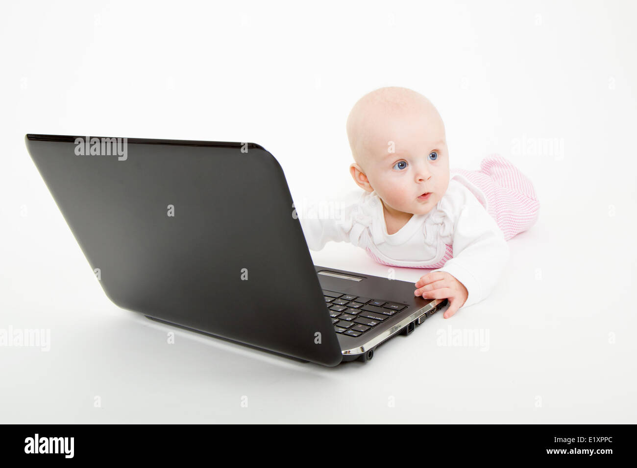 infant with a computer Stock Photo - Alamy