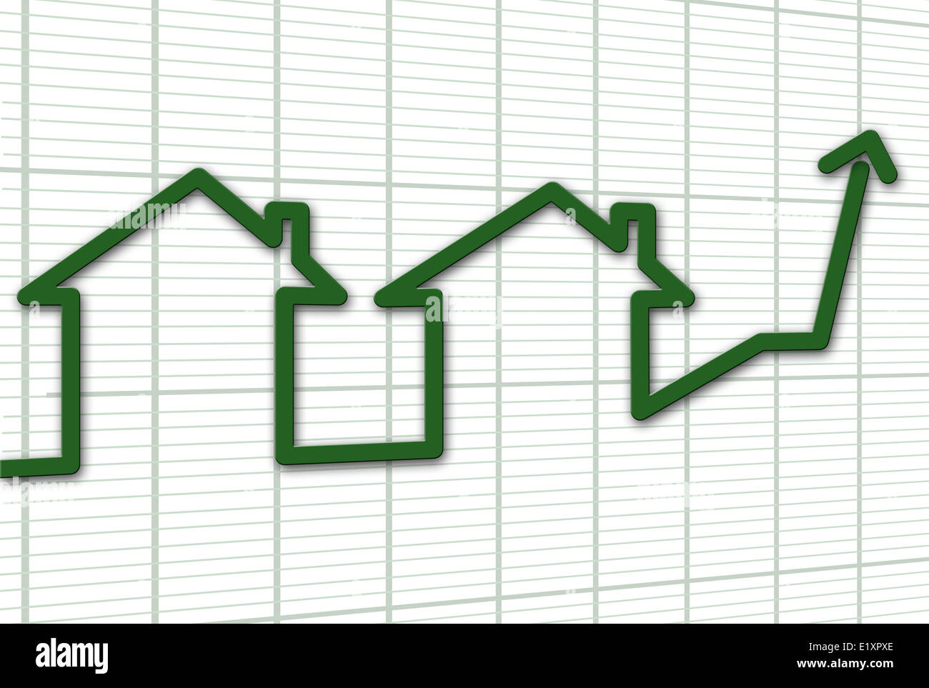 3d render of rising arrow, shaped like a house Stock Photo - Alamy