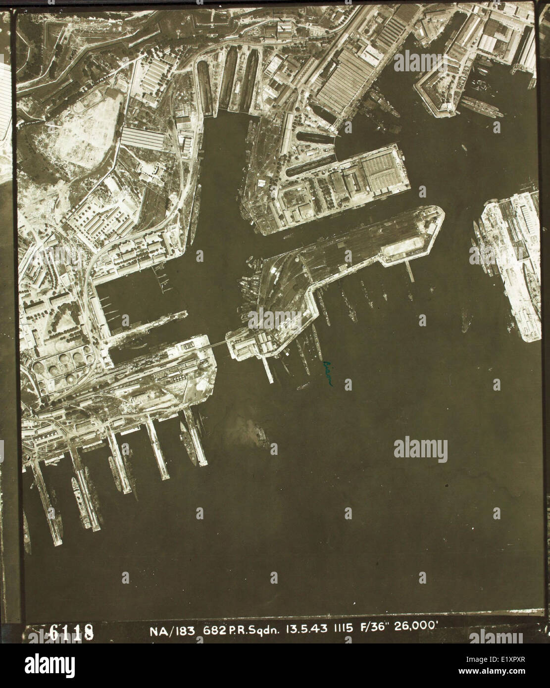 This aerial reconnaissance photo taken during World War II shows Toulon ...
