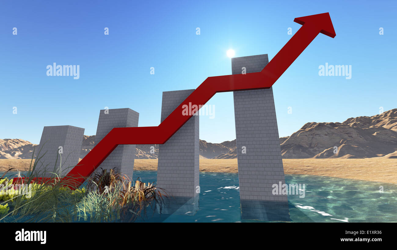business graph monument under blue sky made in 3d software Stock Photo ...