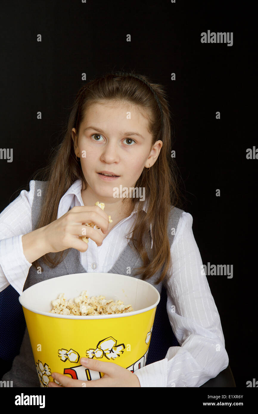 girl with popcorn Stock Photo - Alamy