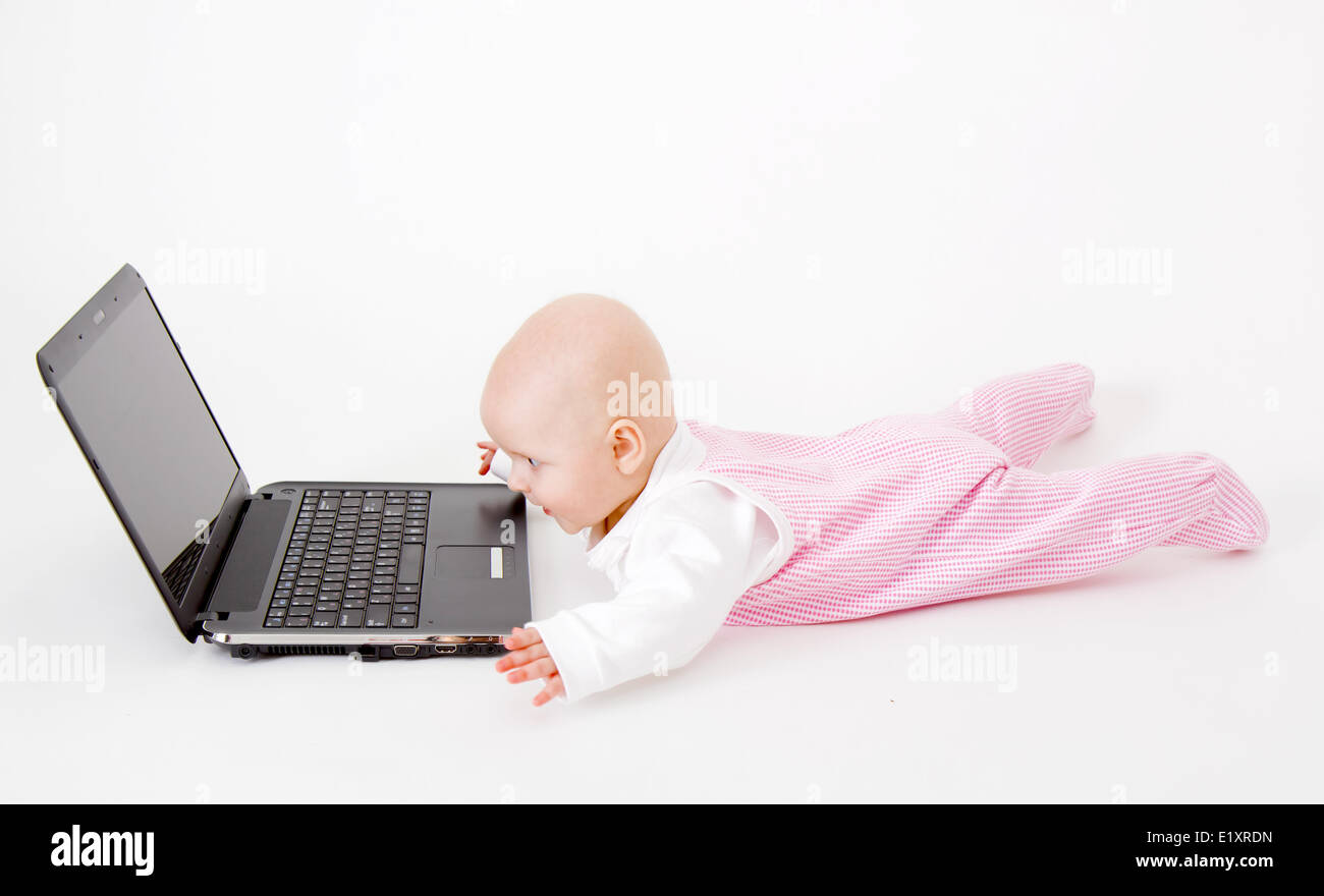 baby with laptop Stock Photo - Alamy