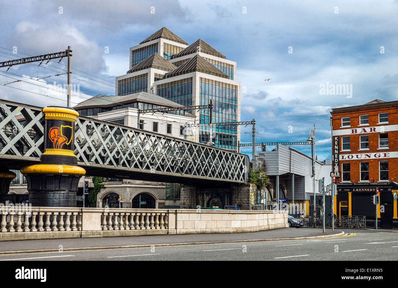 Ireland, Dublin, the Financial district seen from Button bridge Stock ...