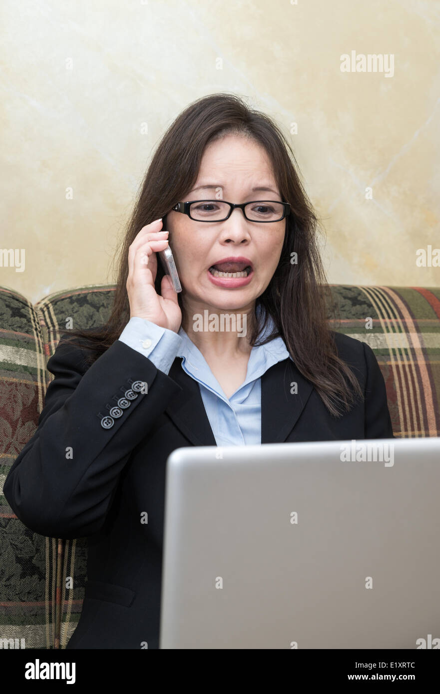 Yelling phone scared hi-res stock photography and images - Alamy