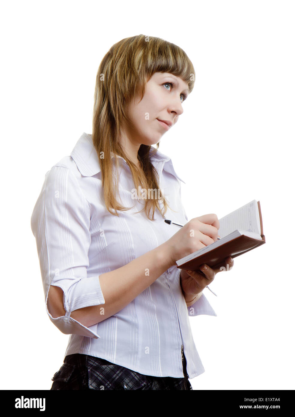 young girl with a notebook Stock Photo - Alamy
