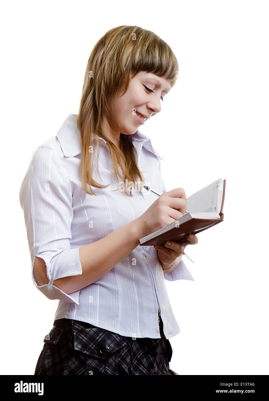 young girl with a notebook Stock Photo - Alamy