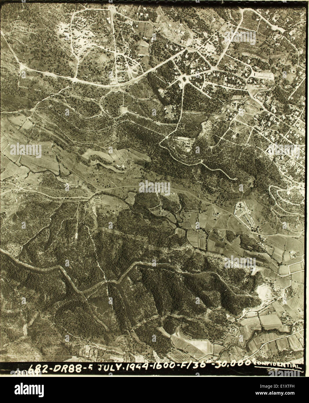 This aerial reconnaissance photo from the years 1941-1945 captures the ...