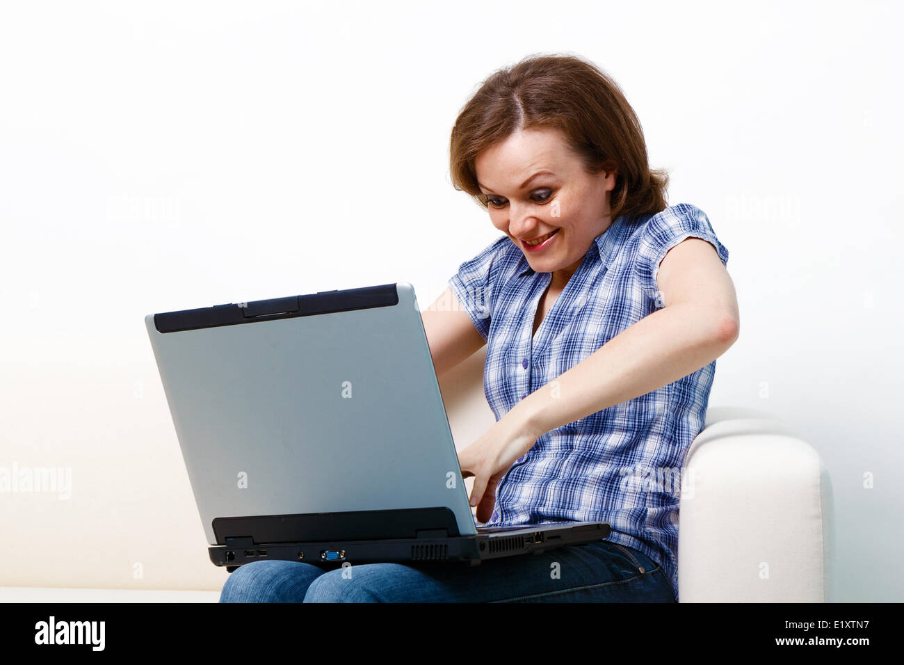 funny girl with a laptop Stock Photo - Alamy
