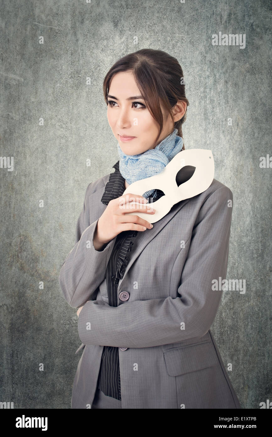 usiness woman hold a mask Stock Photo - Alamy