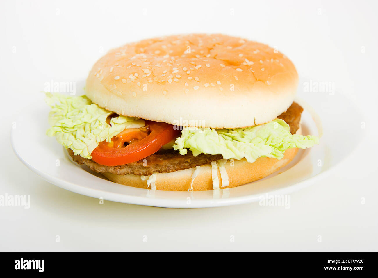 hamburger on a plate Stock Photo - Alamy