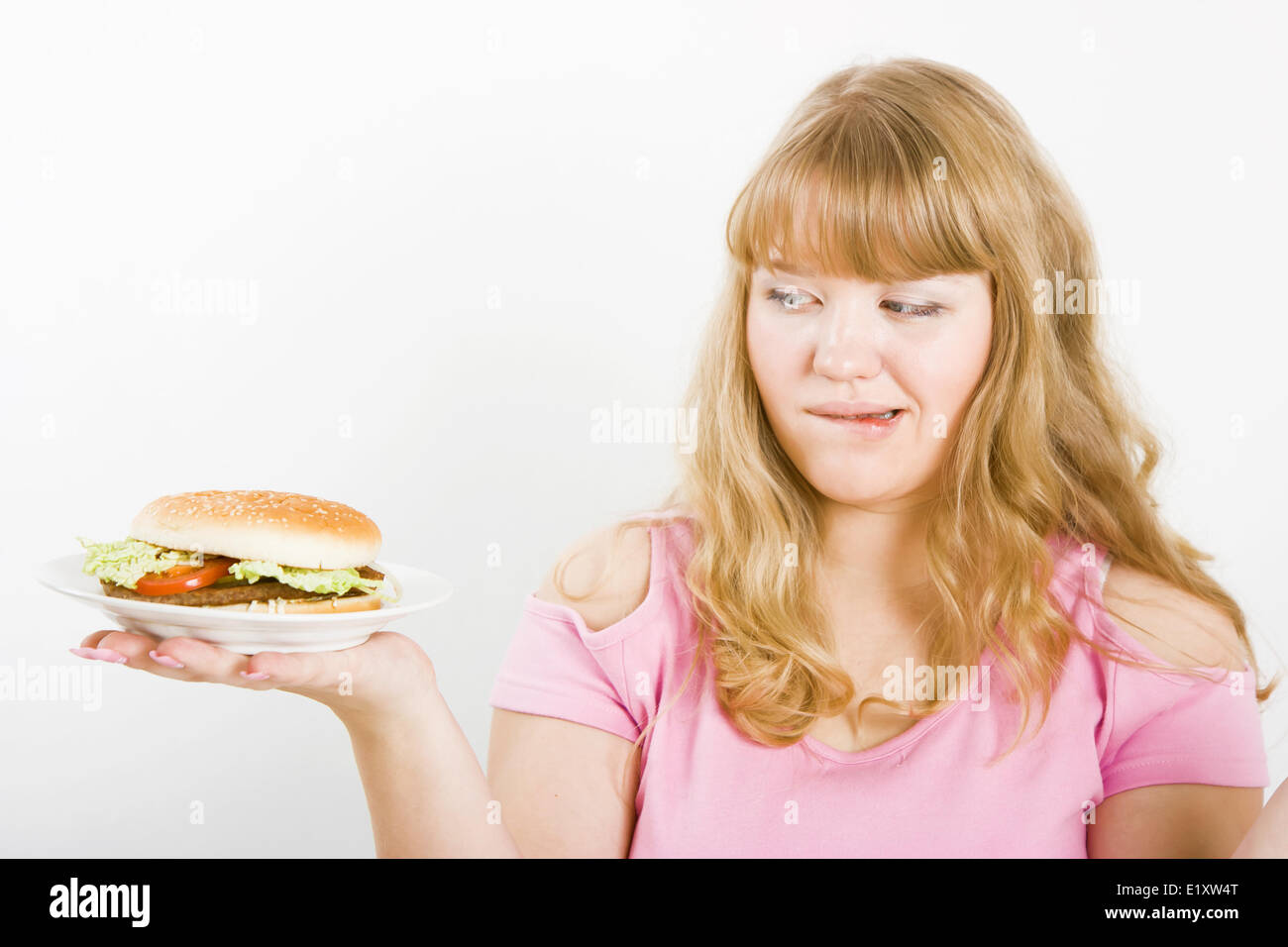 girl and a burger Stock Photo - Alamy