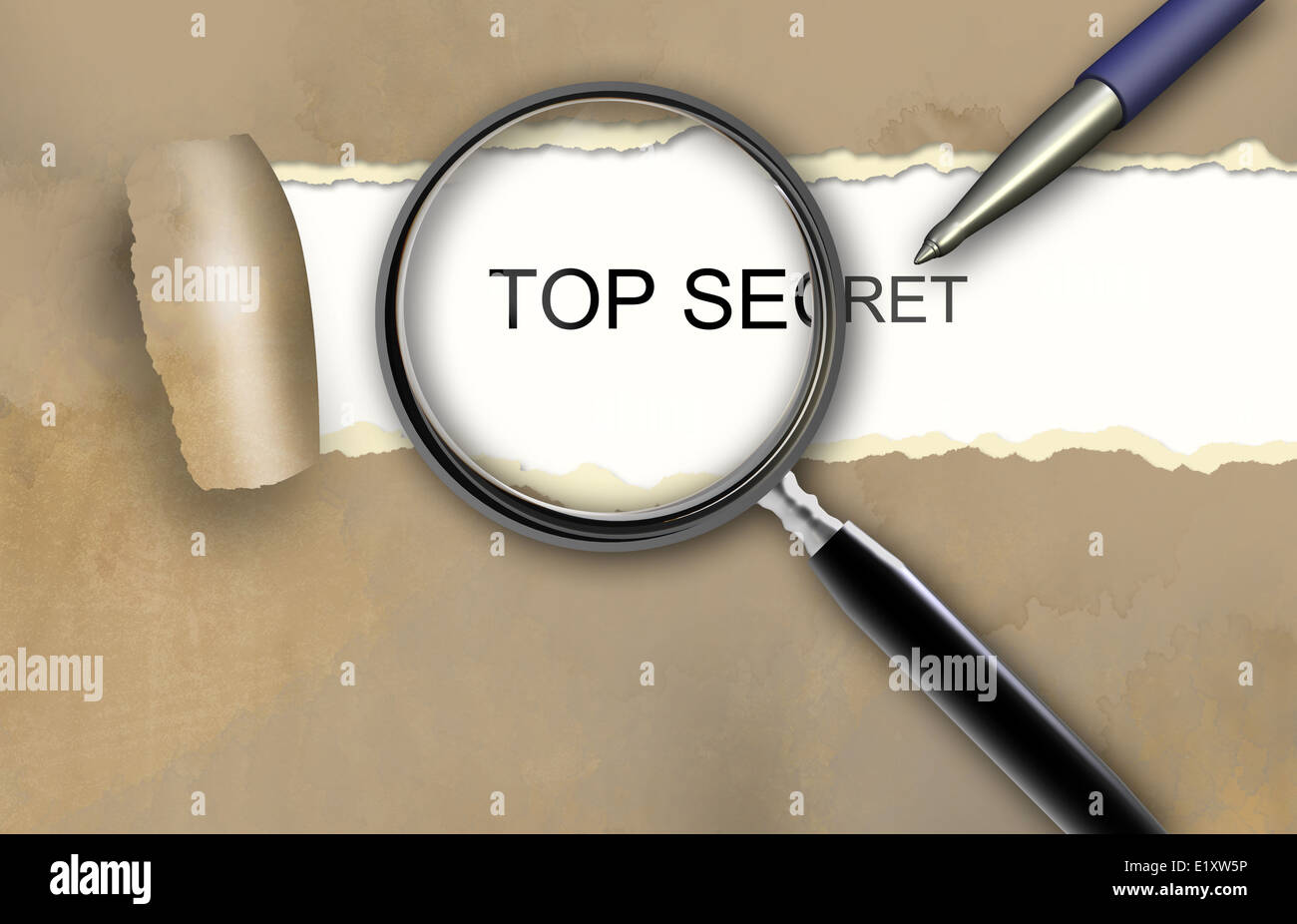 The word top secret appearing behind torn brown paper Stock Photo - Alamy