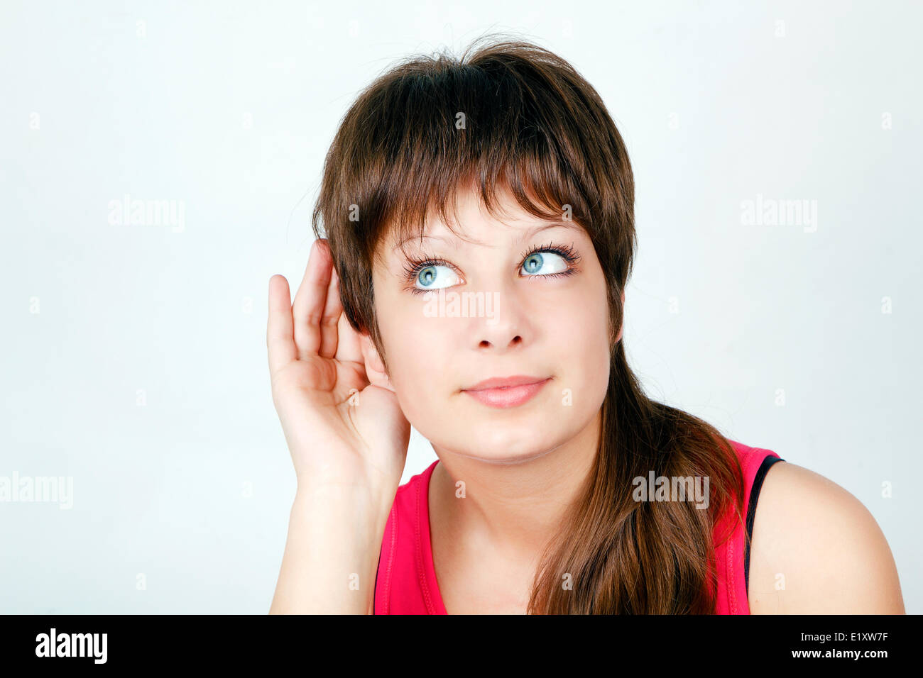 attractive girl listening Stock Photo - Alamy