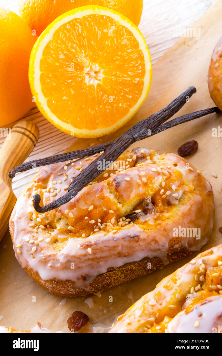fresh vanilla orange snails Stock Photo - Alamy