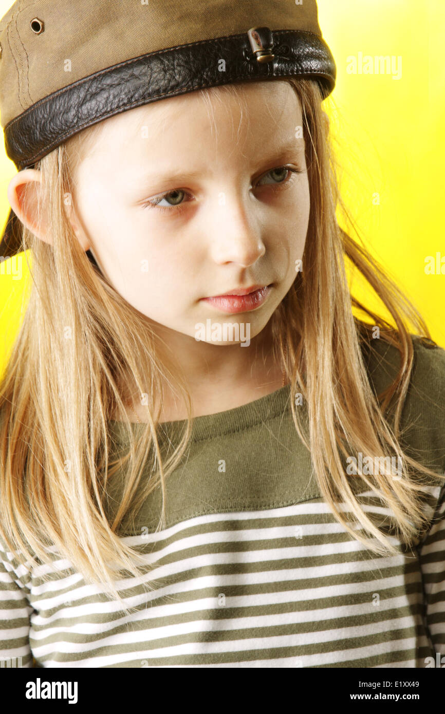 Girl in brown cap Stock Photo - Alamy