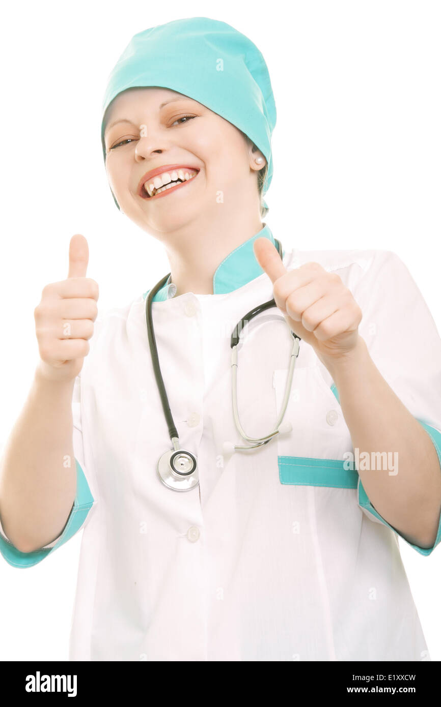 Cheerful doctor with thumbs up Stock Photo - Alamy