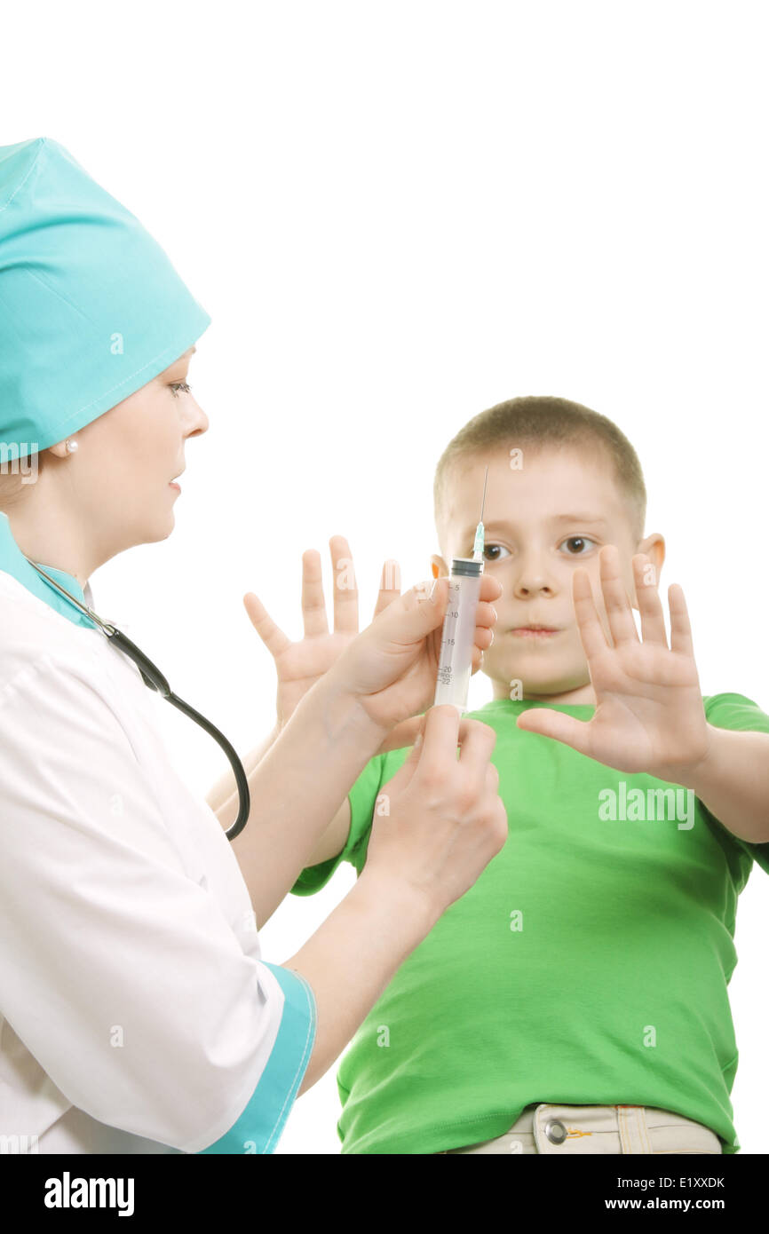 Kid afraid of injection Stock Photo - Alamy