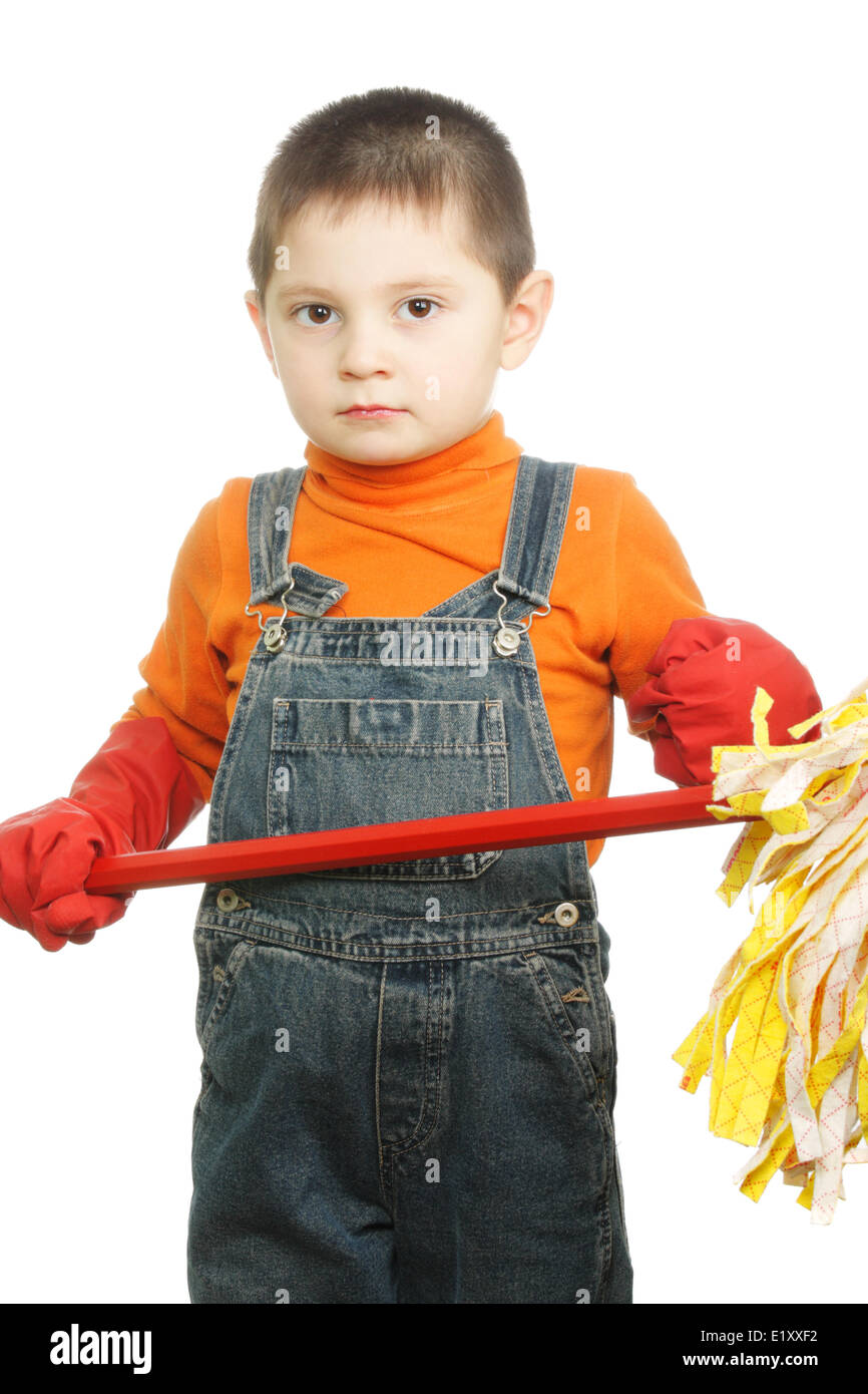 Little cleaner boy Stock Photo - Alamy
