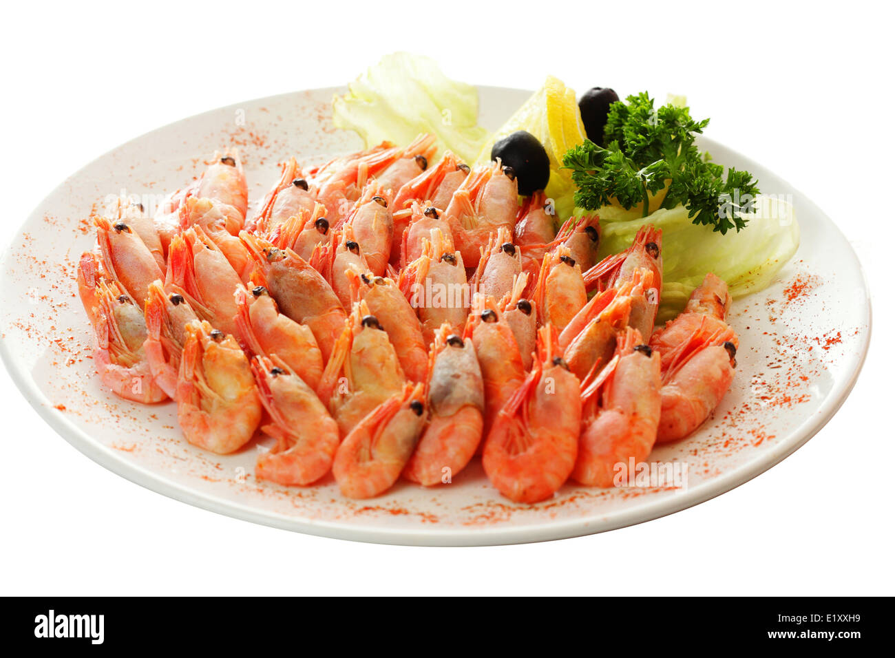 Shrimps on plate Stock Photo - Alamy