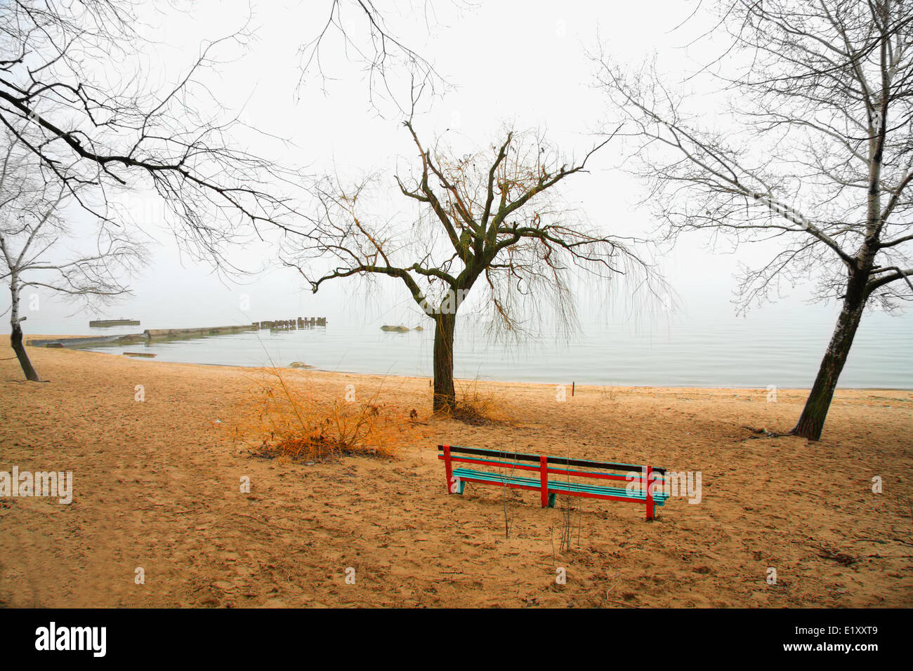 Haze morning on beach Stock Photo - Alamy