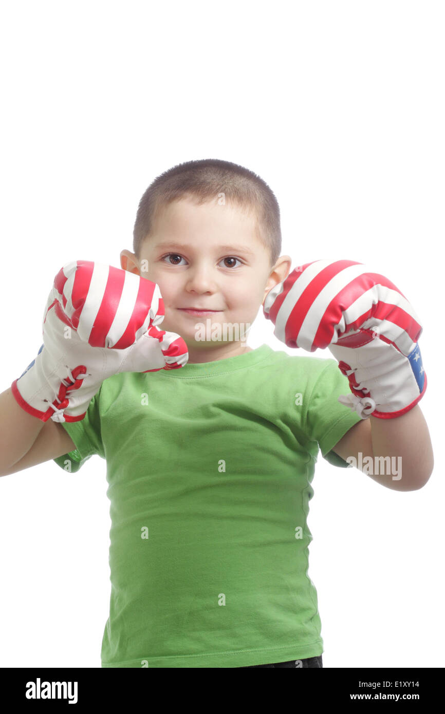 Little boxer gloves at face Stock Photo - Alamy