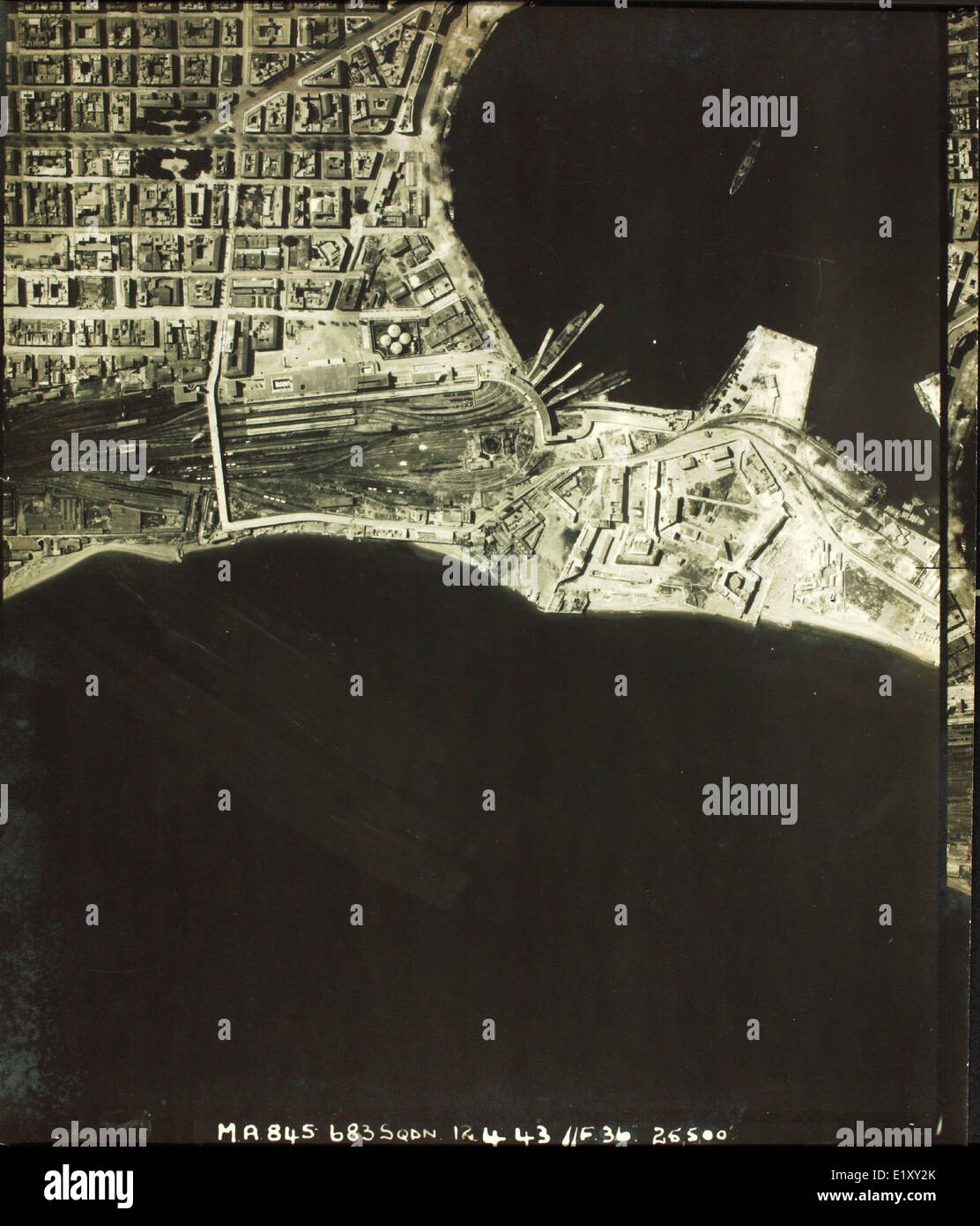This reconnaissance aerial photo shows Messina, Italy, during World War ...