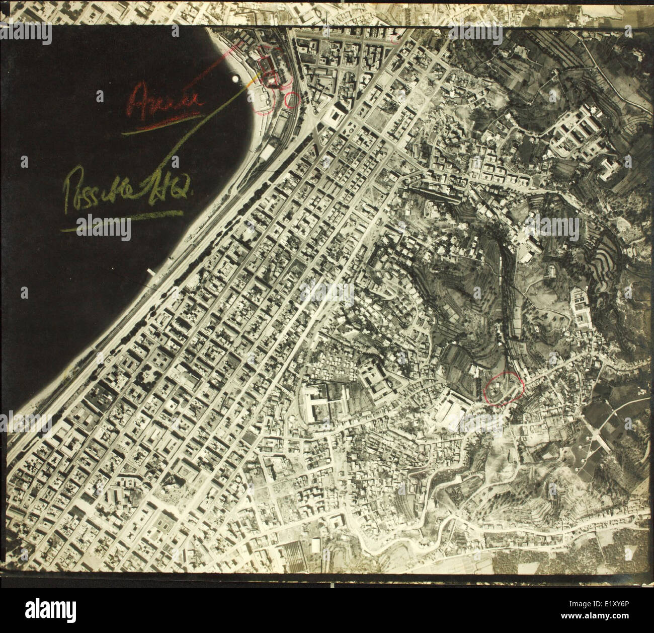 This reconnaissance aerial photo from World War II captures the city of ...