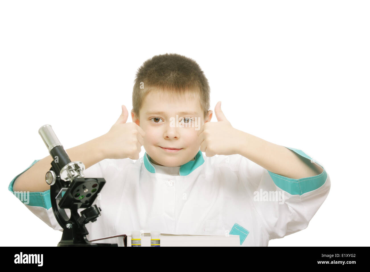 Scientist both thumbs up Stock Photo - Alamy