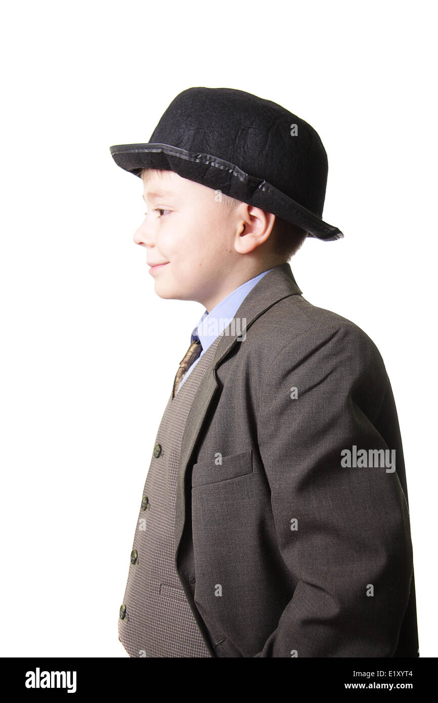 Looking left in hat Stock Photo - Alamy