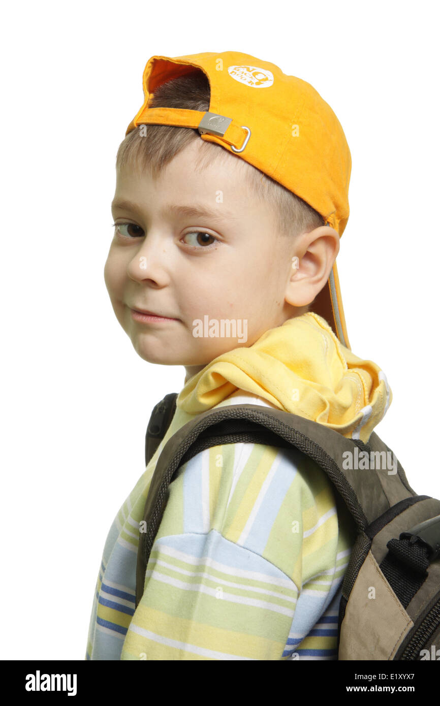 Boy with backpack Stock Photo - Alamy