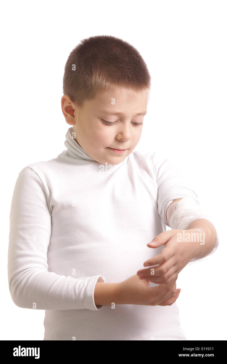 Boy with bandaged arm Stock Photo - Alamy