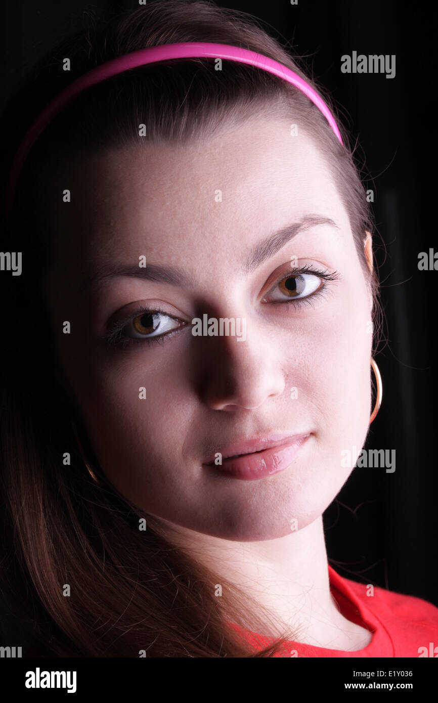 Portrait of girl in red Stock Photo - Alamy