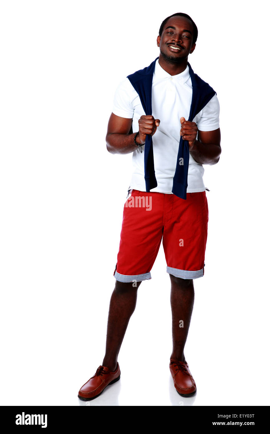 Full length portrait of a happy african man over white background Stock ...
