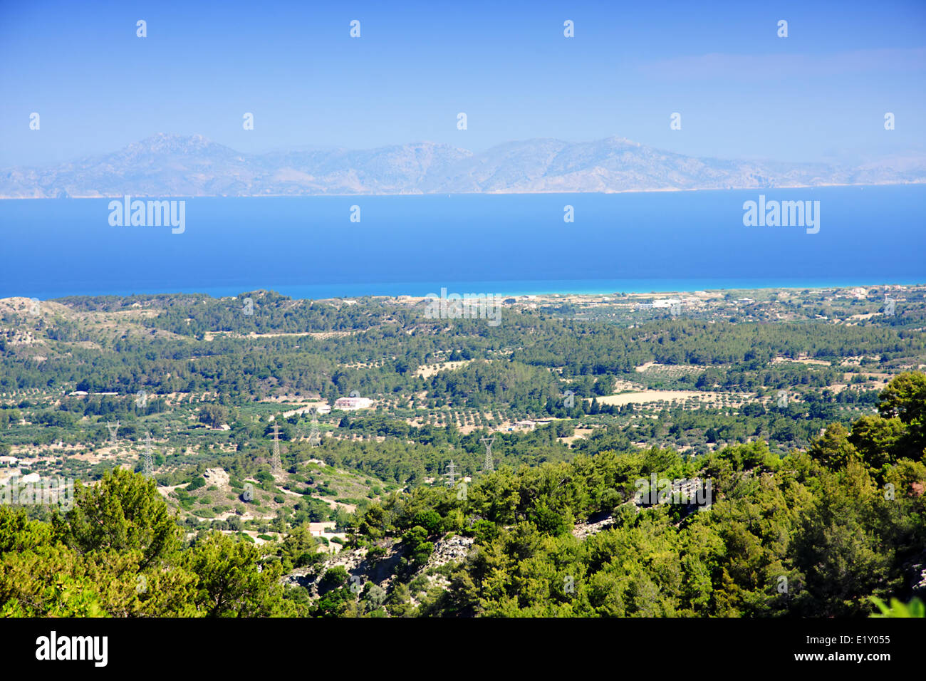 Rhodes view from hills Stock Photo - Alamy