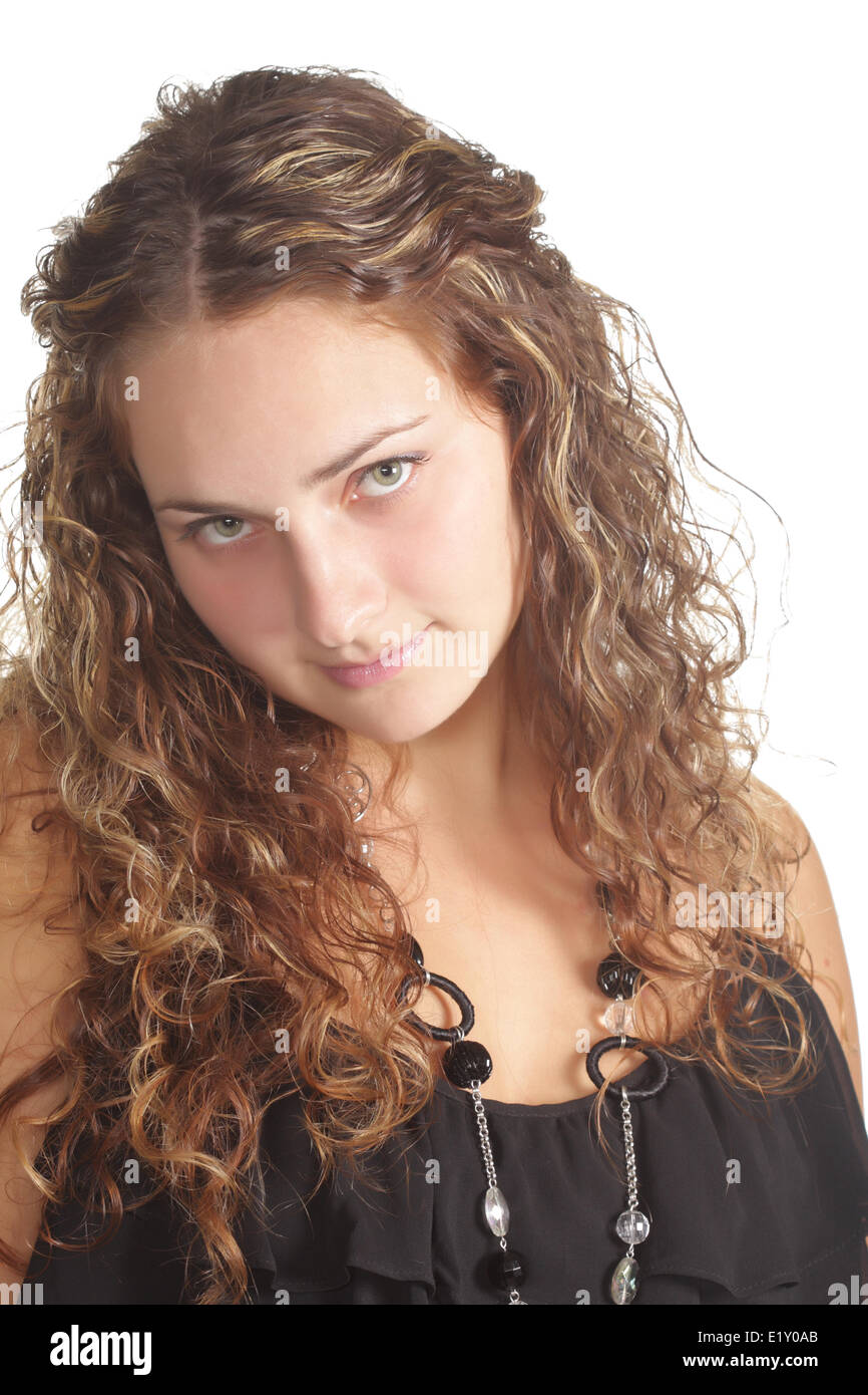 Posing curled girl Stock Photo - Alamy