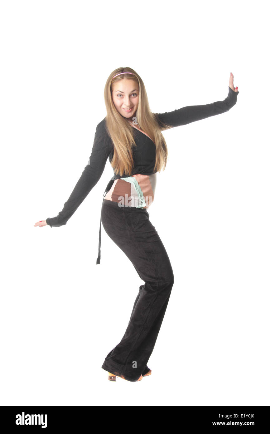 Young woman long hair dance Cut Out Stock Images & Pictures - Alamy
