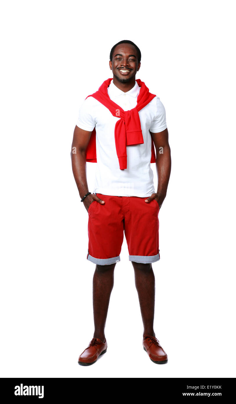 Full length portrait of a happy african man over white background Stock ...