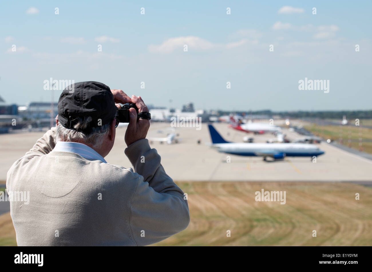 Plane spotter, Dusseldorf International airport, Germany Stock Photo ...