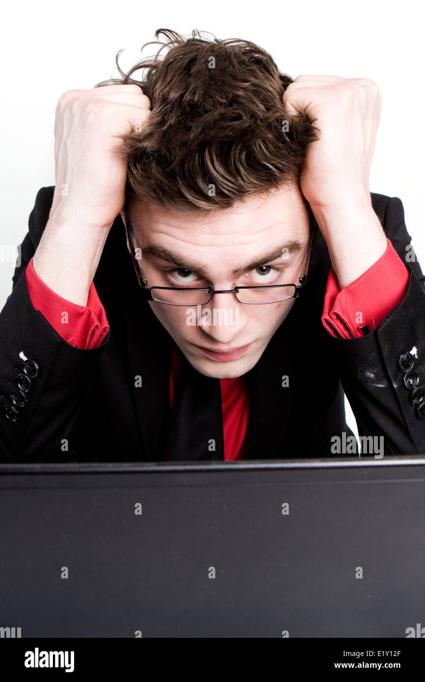 businessman is having a computer problems Stock Photo - Alamy