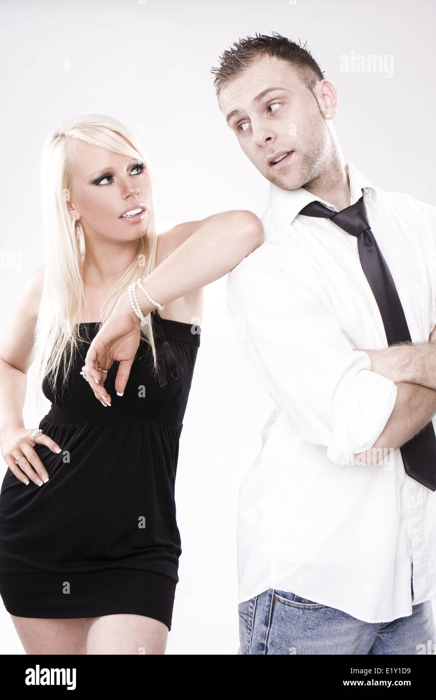 romantic couple on white background Stock Photo - Alamy